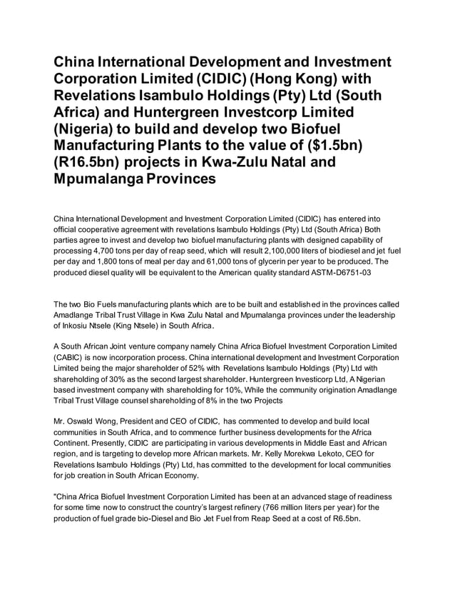 BIOFUELS STORY CIBIC - RIH | PDF | Free Download