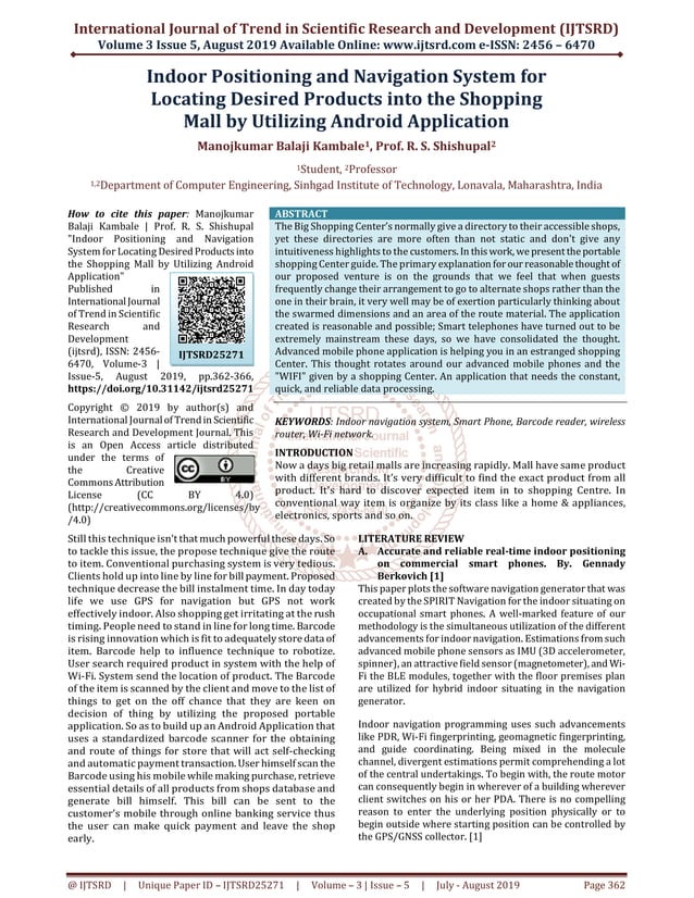 Indoor Positioning and Navigation System for Locating Desired Products into the Shopping Mall by ...