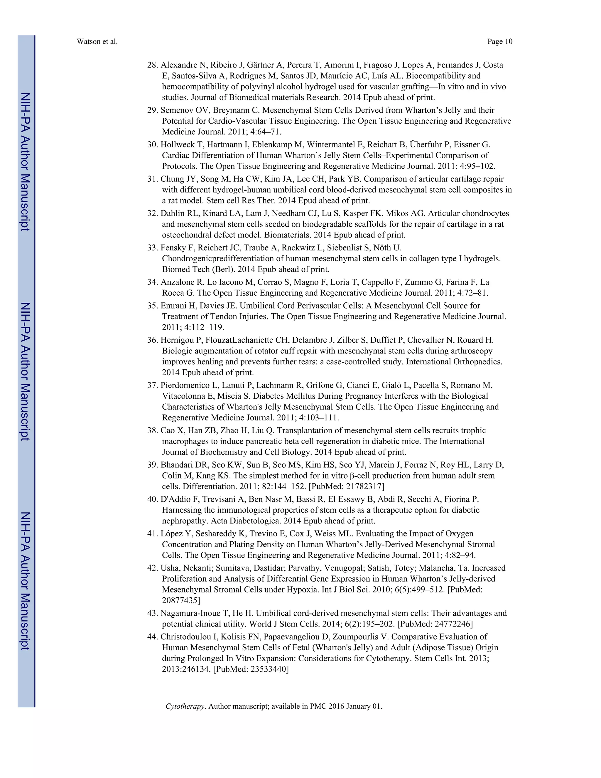 Umbilical cord wj_viable_msc.watson2015_(1) | PDF