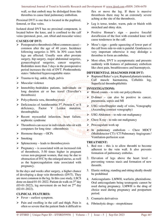 Leech Therapy in DVT Deep Venous Thrombus A Case Study | PDF