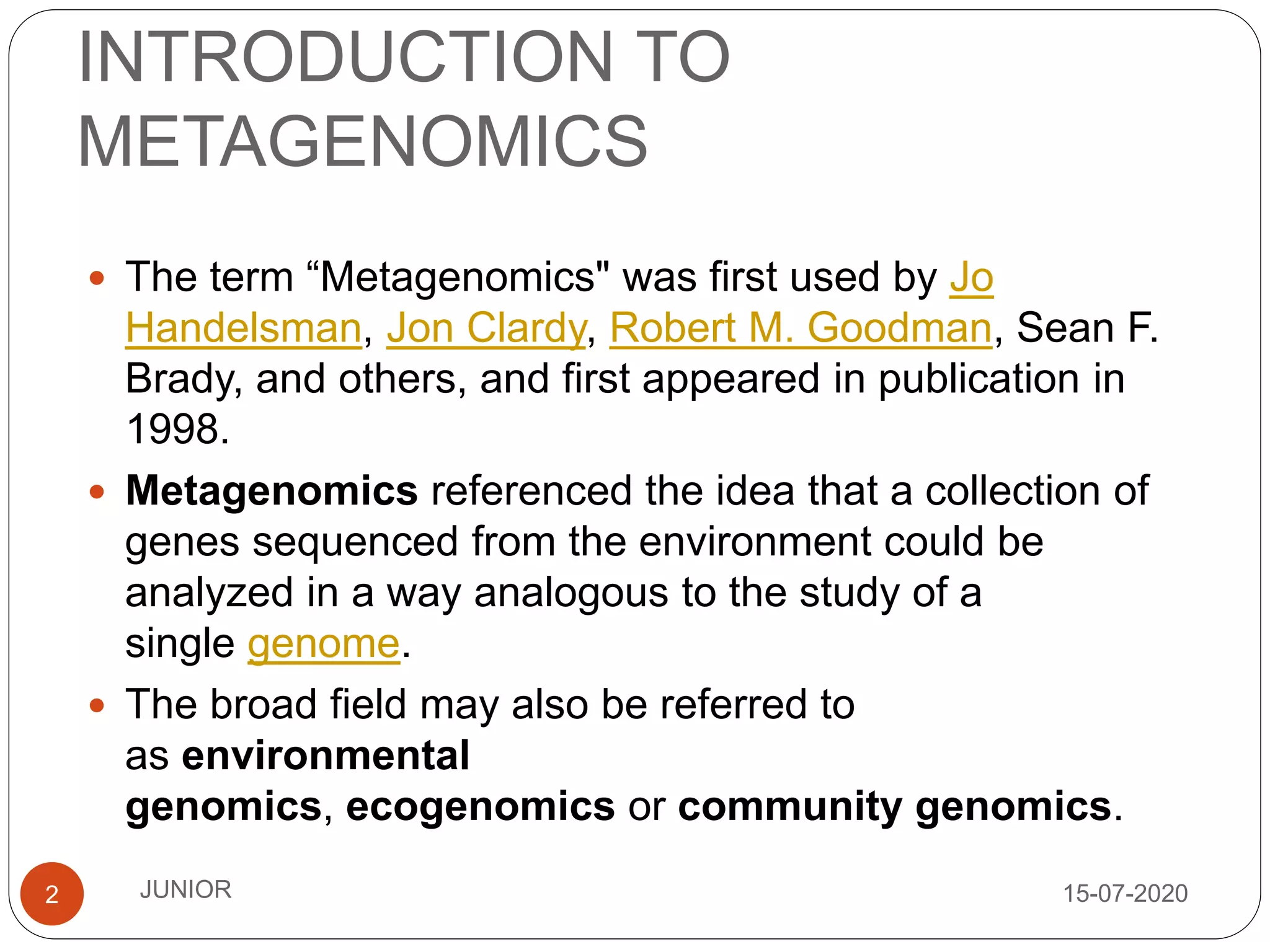 Metagenomics | PPTX