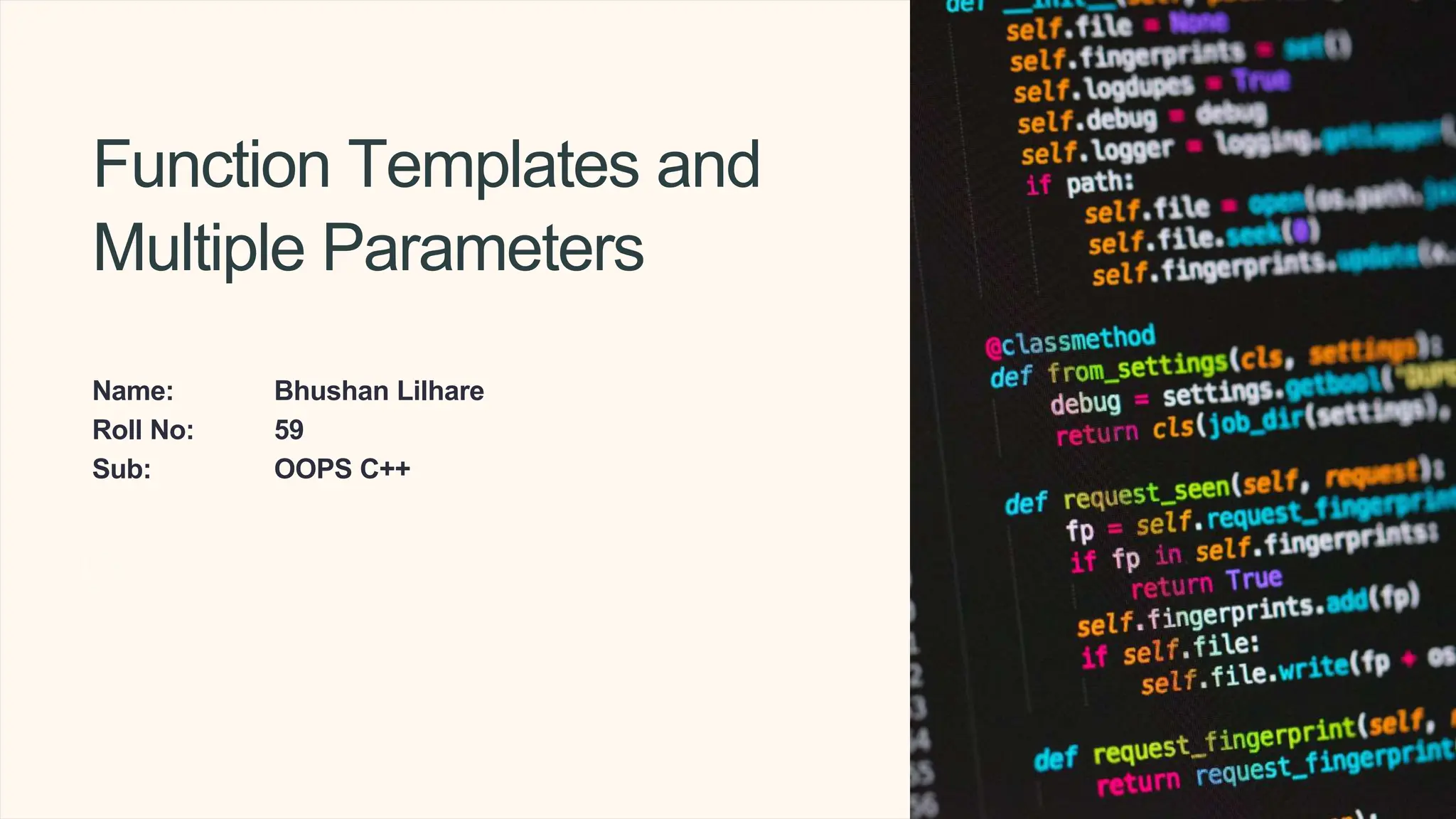 59 Oop Function Template And Multiple Parameters Pptx