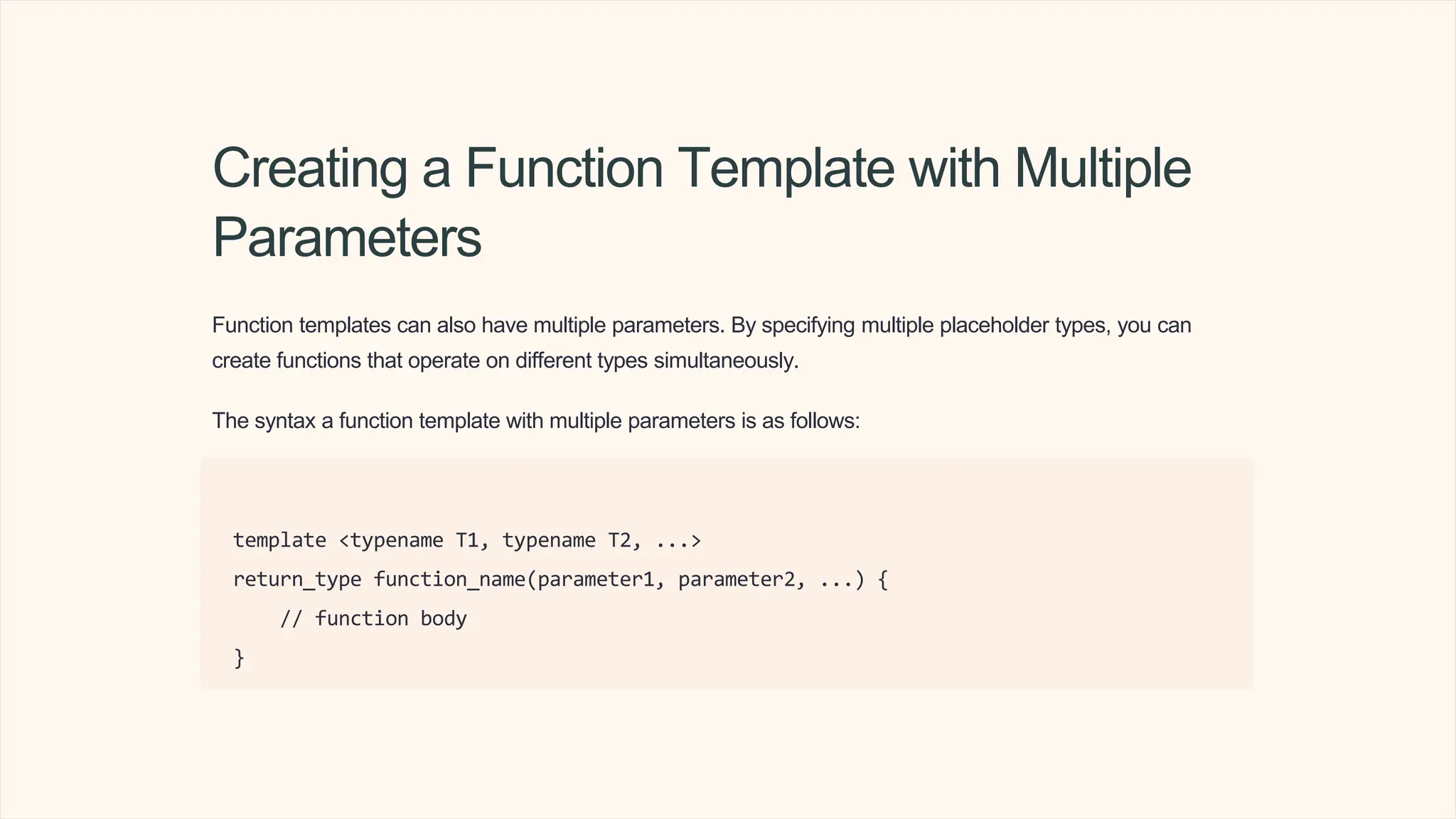 59 Oop Function Template And Multiple Parameters Pptx