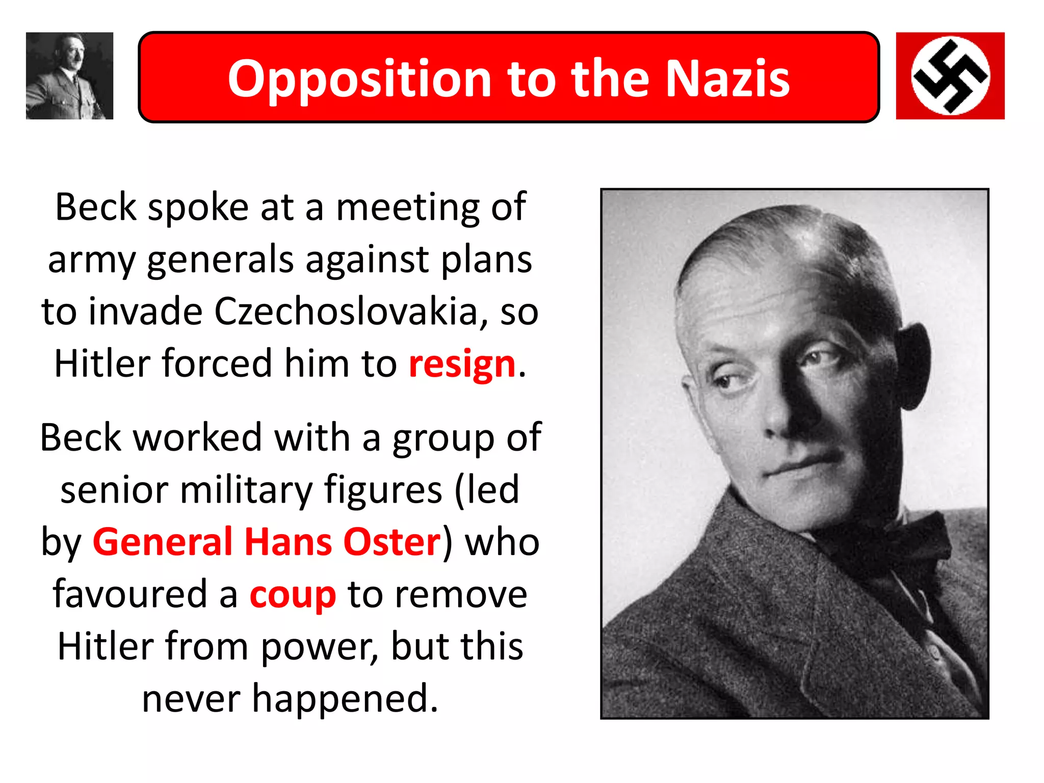 Hitler and Nazi Germany - resistance to the regime, 1933 39 | PPTX