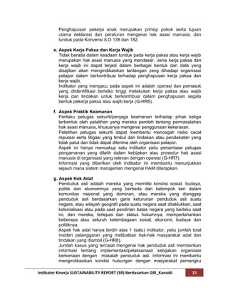 Indikator Kinerja SUSTAINABILITY REPORT (Berdasarkan Standar GRI ...