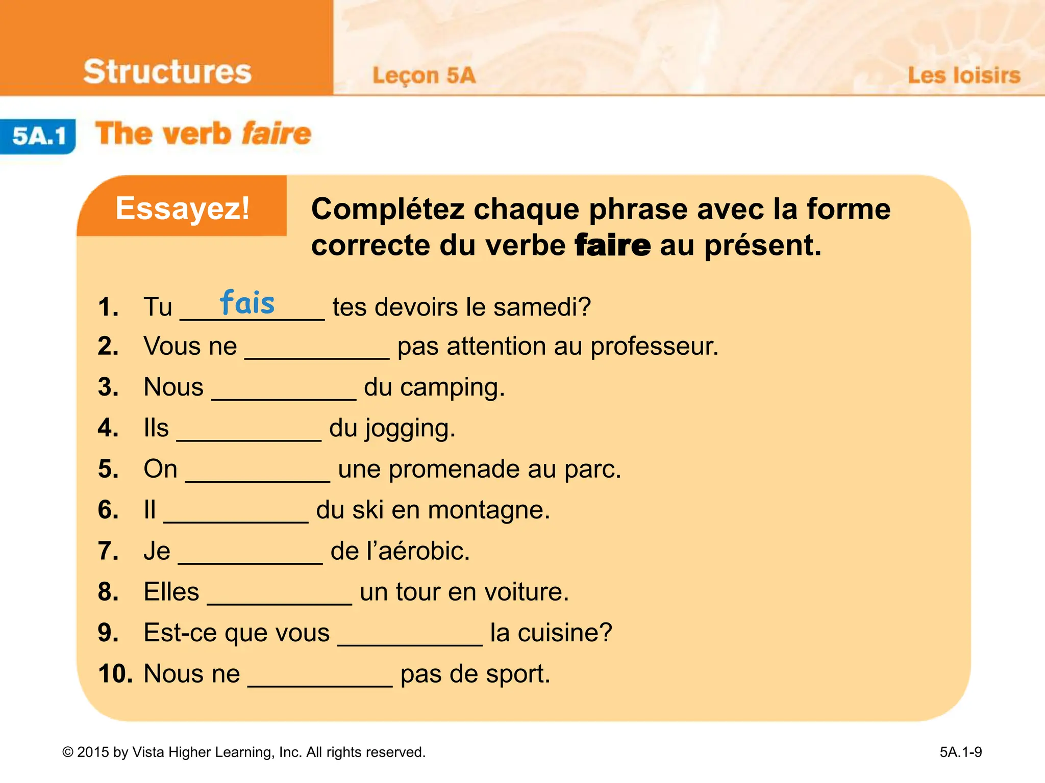 5A.1 faire.ppt Presentation slides on French verb | PPT
