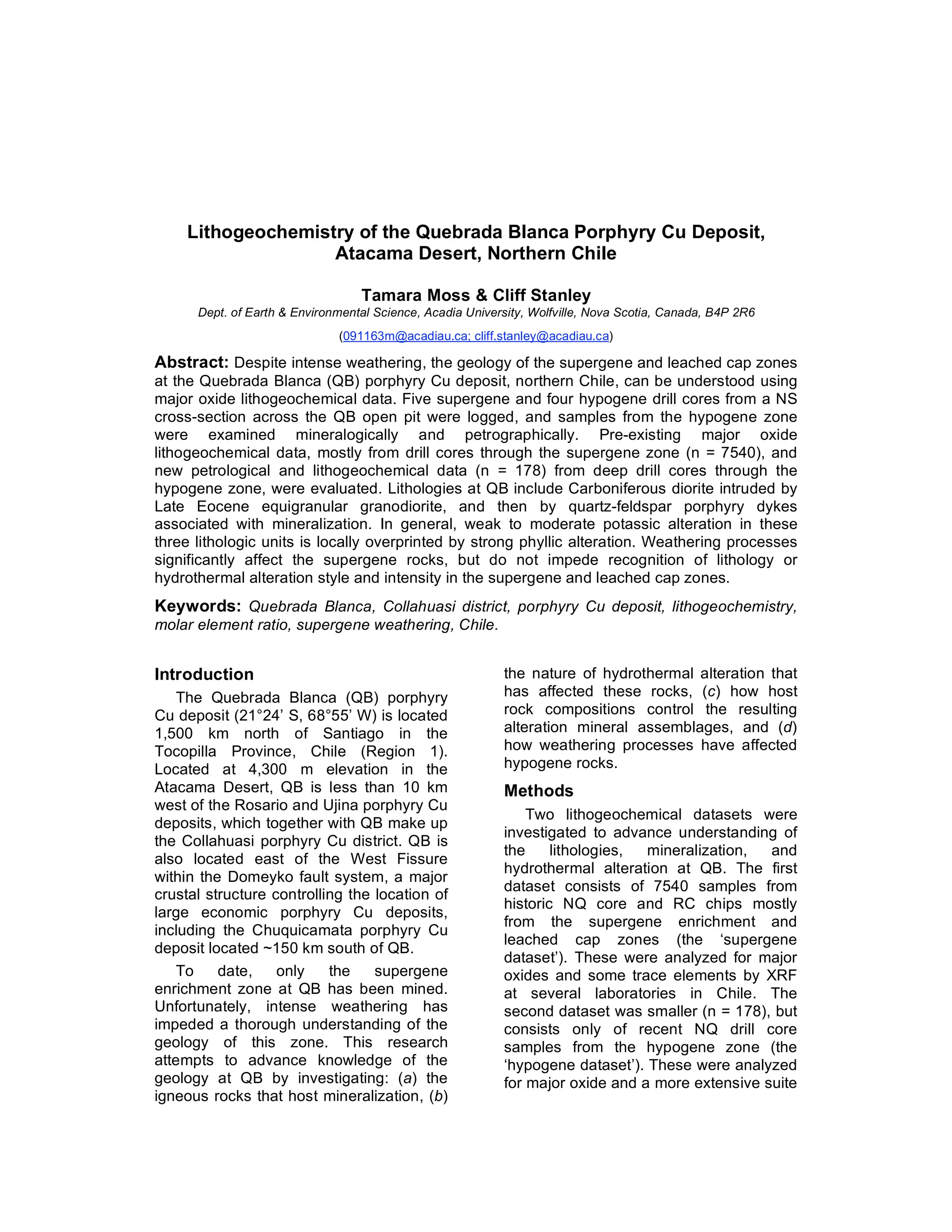 IAGS Quebrada Blanca - Abstract - Tamara Moss | PDF