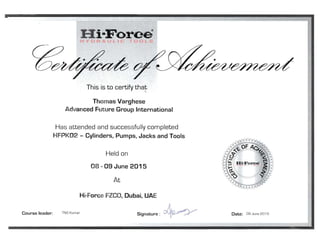 Hi-Force Certificate (Thomas) | PDF
