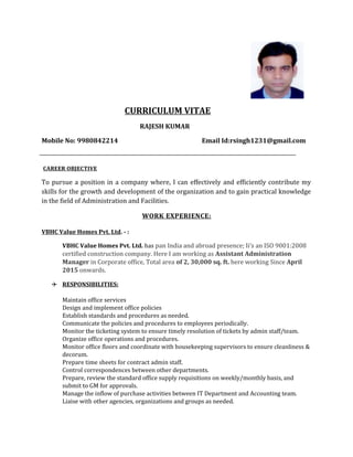 Rajesh Kumar CV | PDF