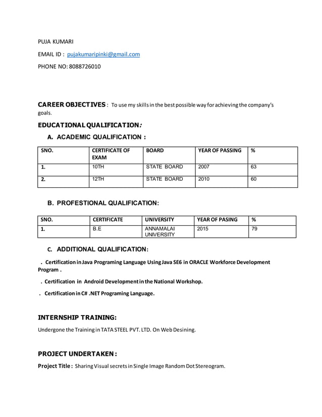 PUJA new resume | DOCX