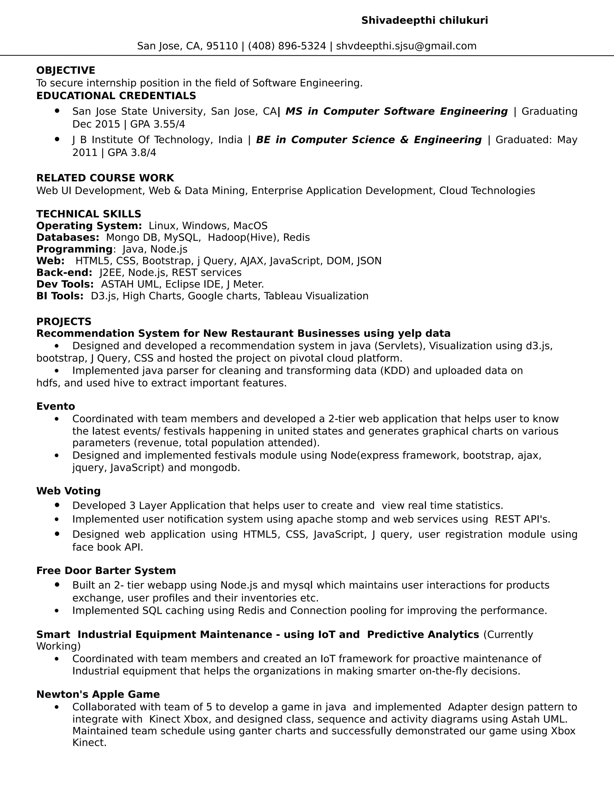 shivadeepthi_internship_resumeBC | PDF | Web Development | Internet