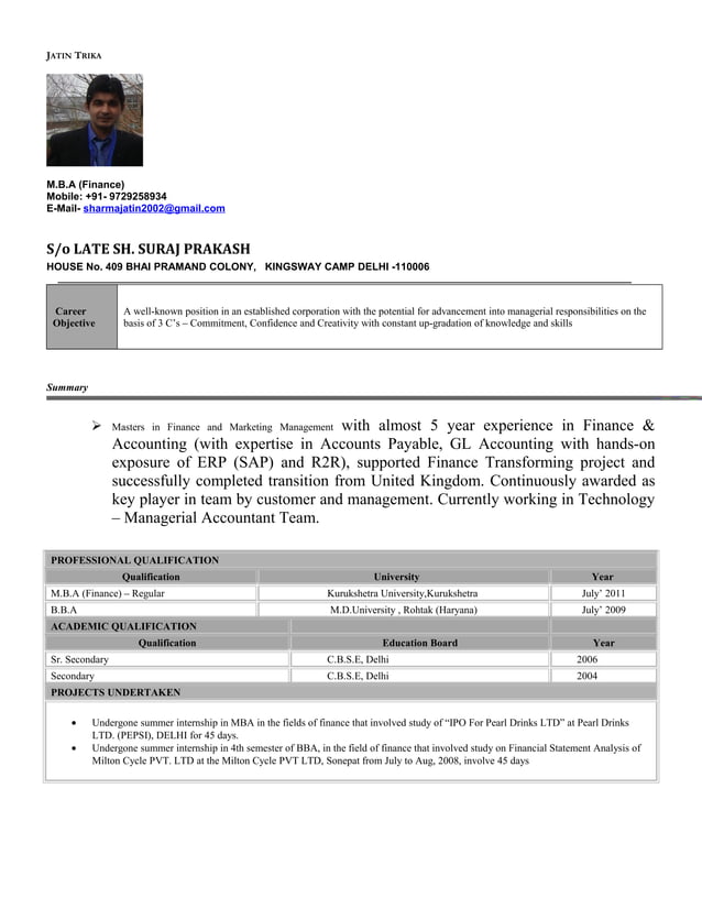 CV- Jatin Trikha | PDF