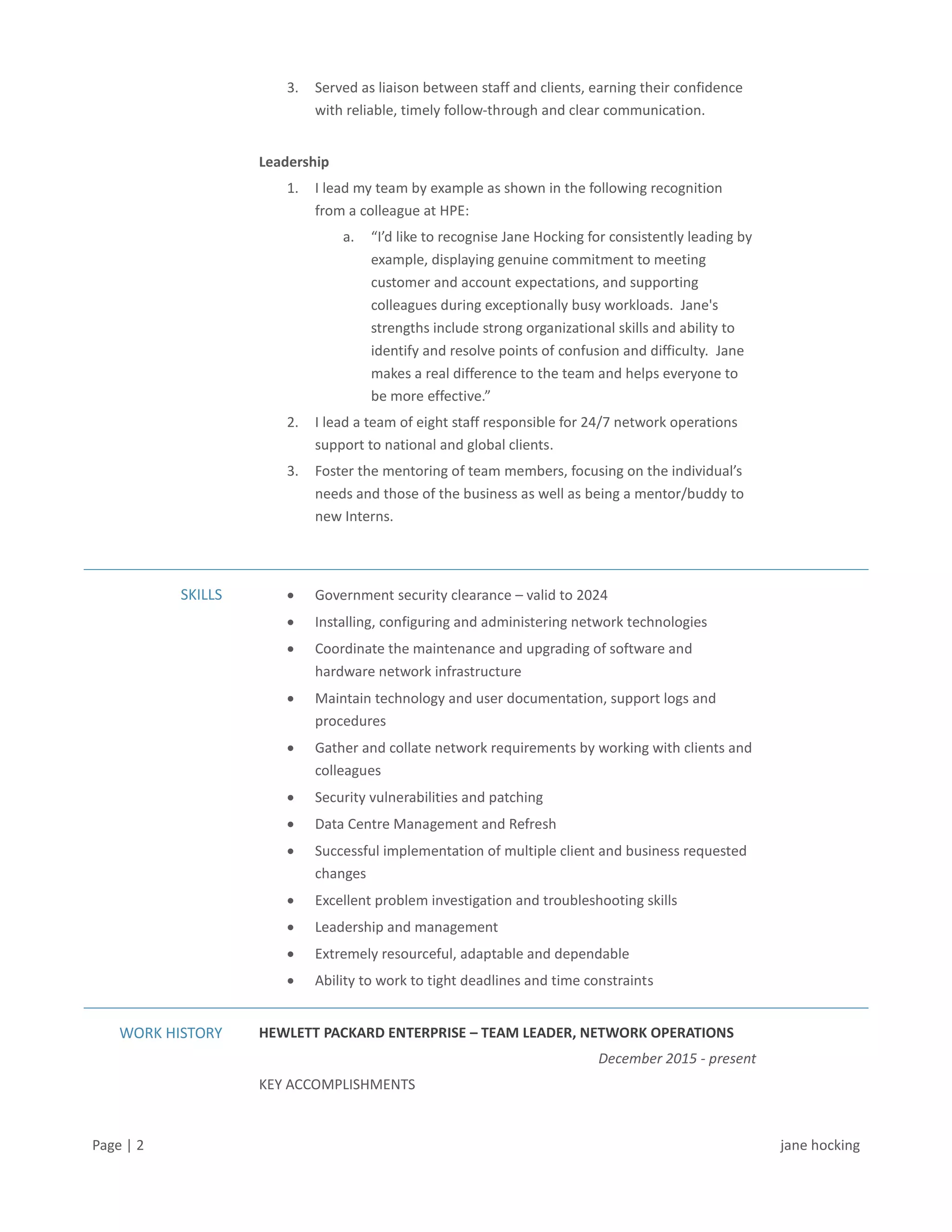 Jane Hocking CV pdr | PDF