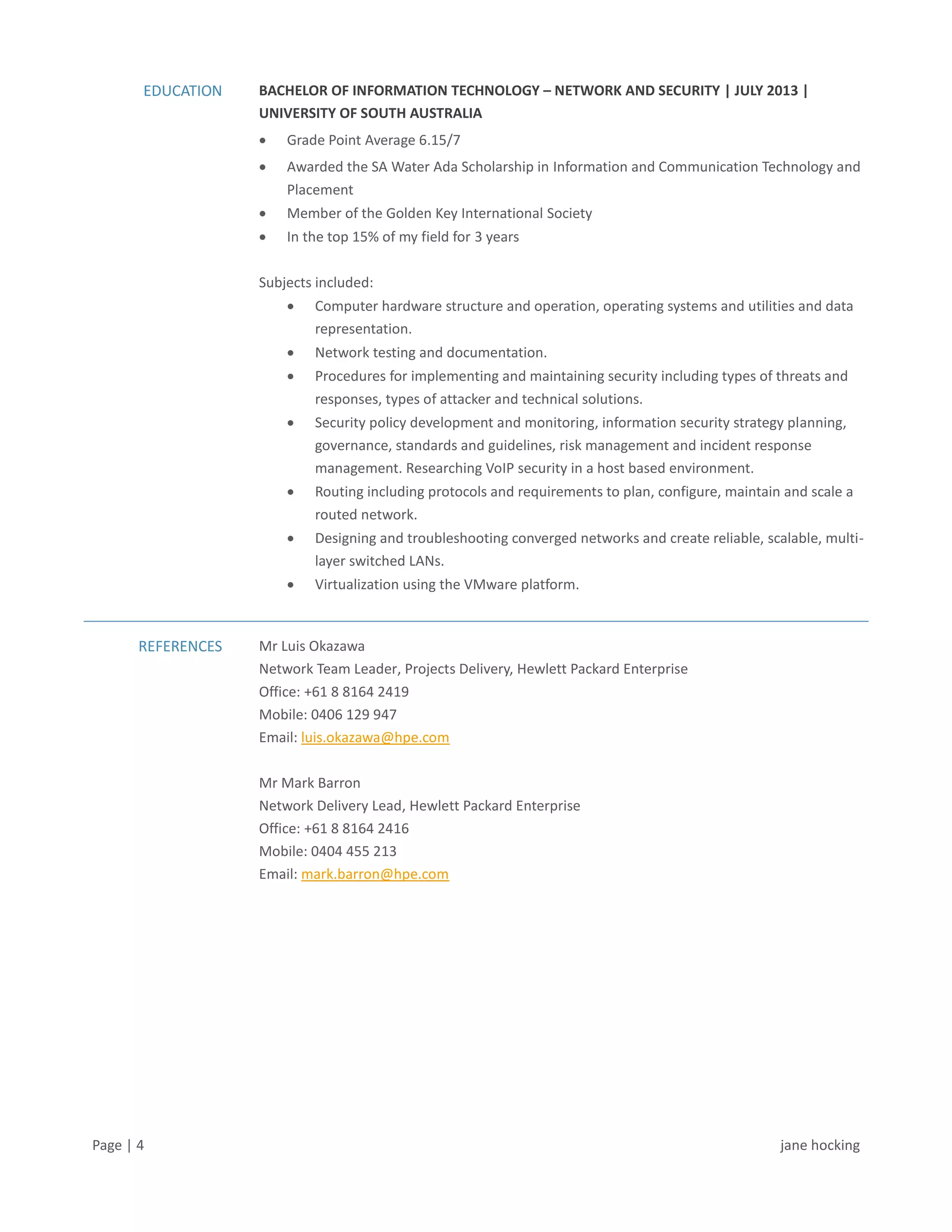 Jane Hocking CV pdr | PDF