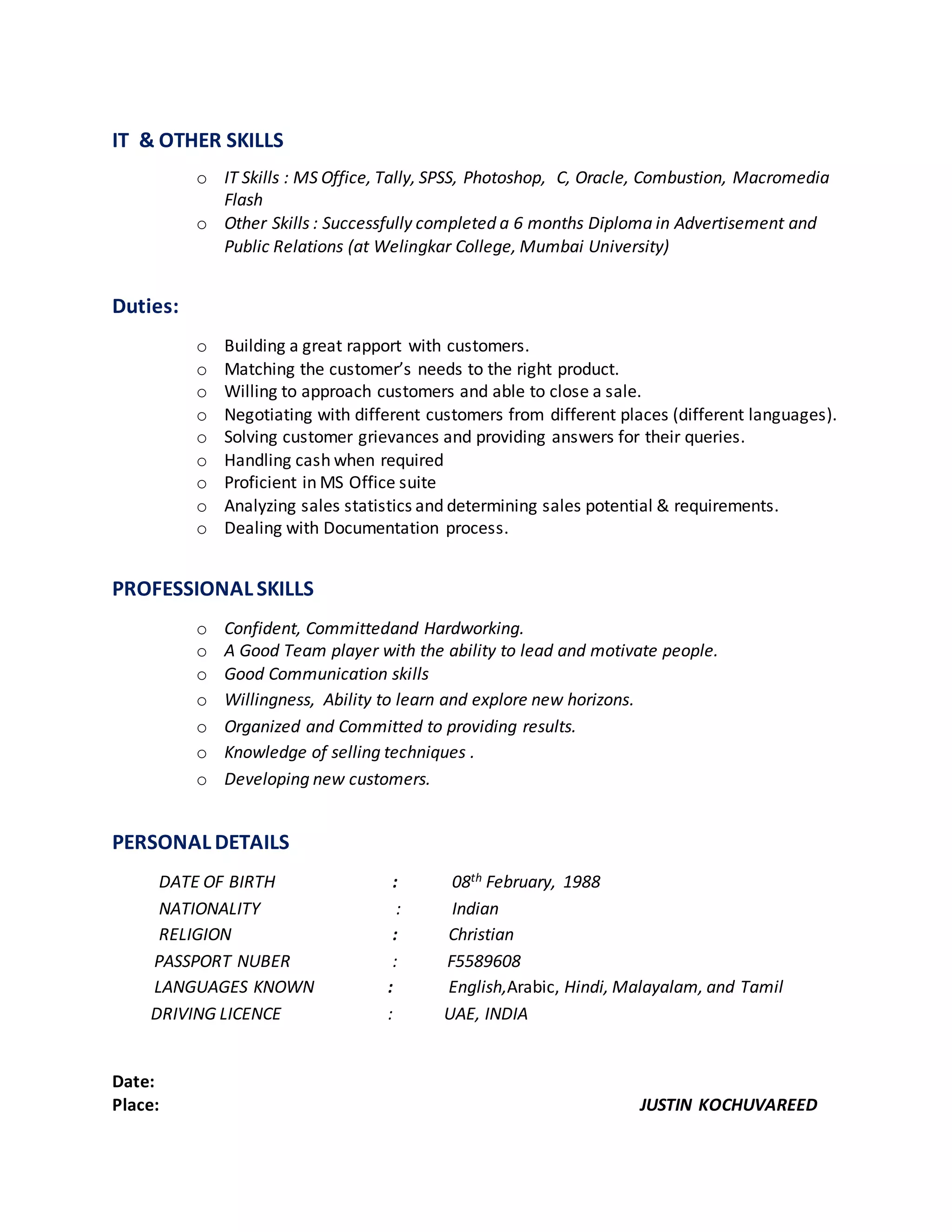 8 Justin CV | DOCX