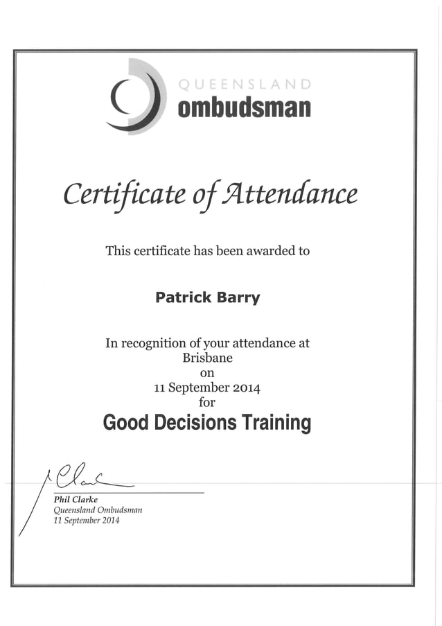 Qld Ombudsman_Good Decisions Training | PDF