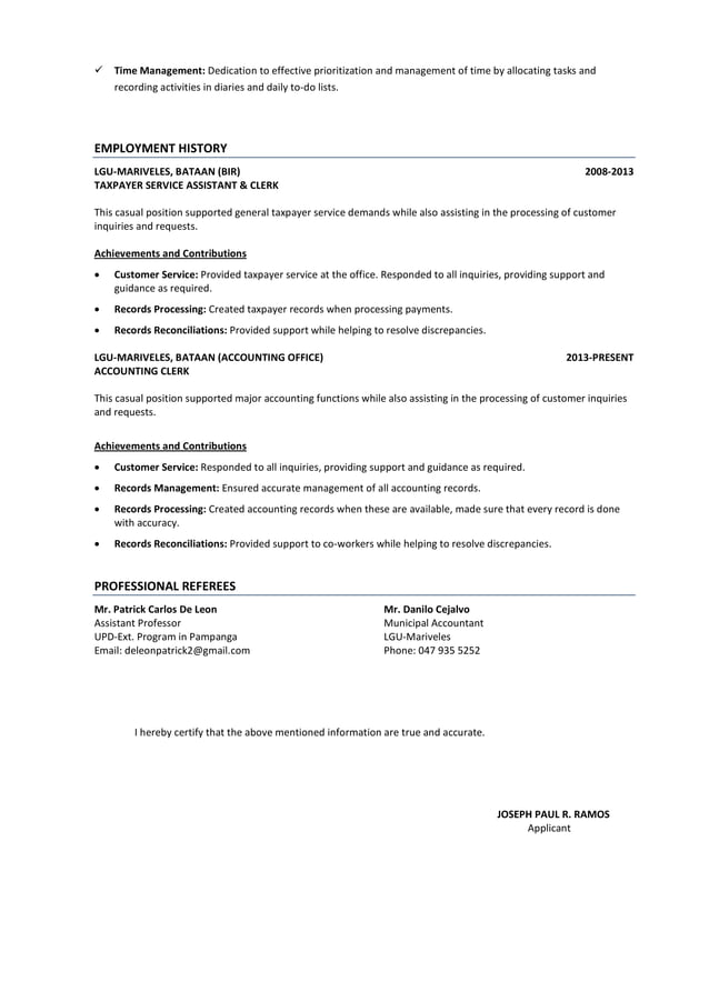 jprr resume2 | PDF | Free Download