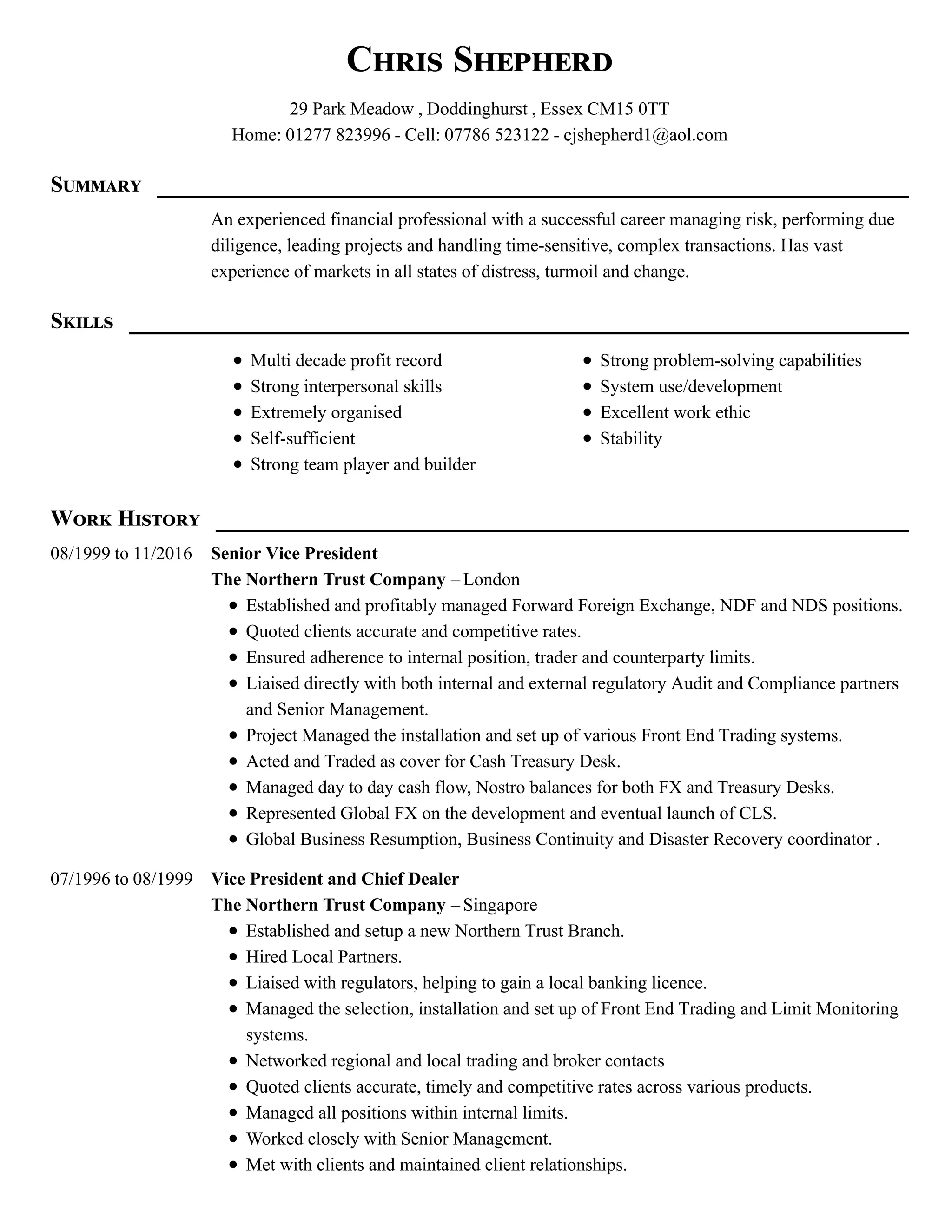 Chris Shepherd CV 1 | PDF