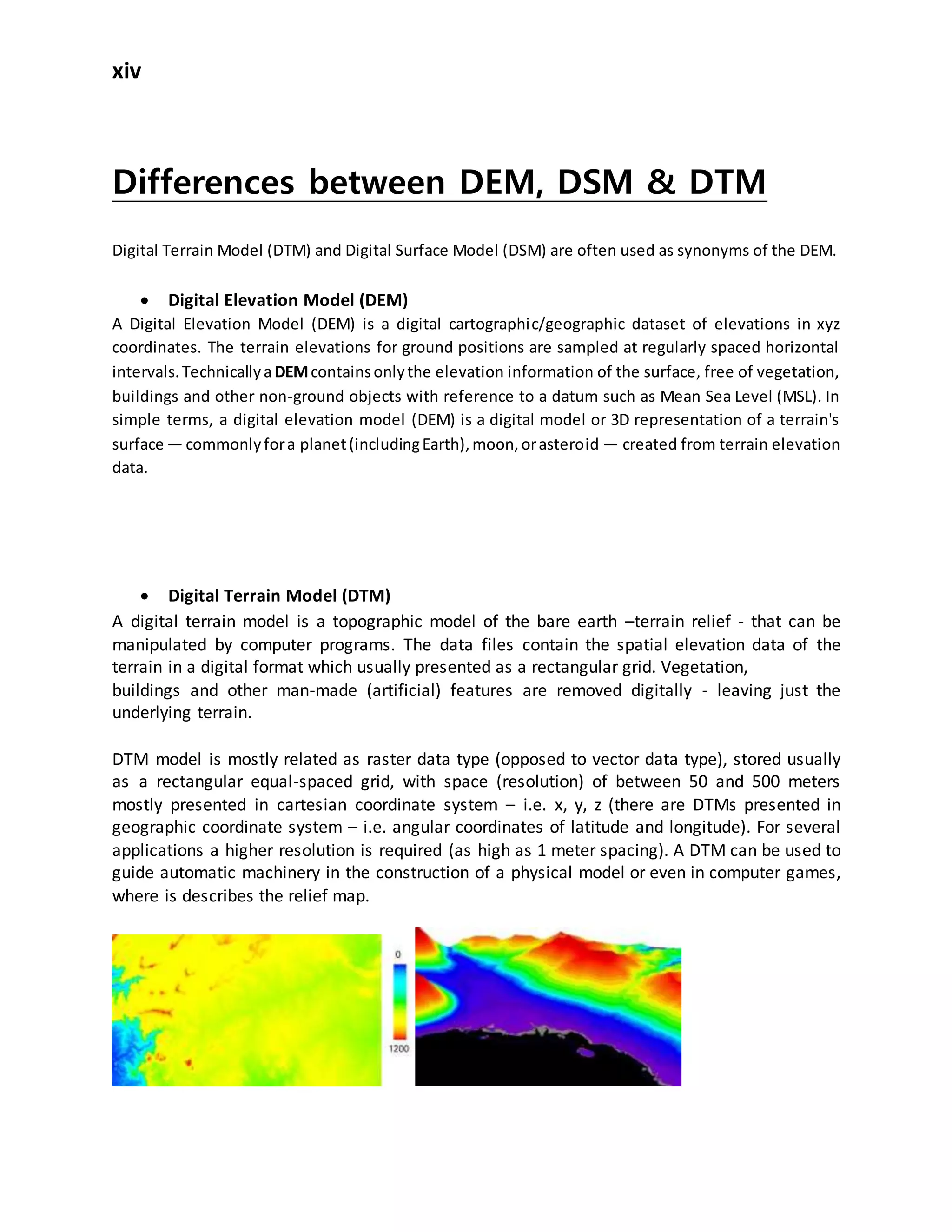 Digital Elevation Model, Its derivatives and applications | DOCX