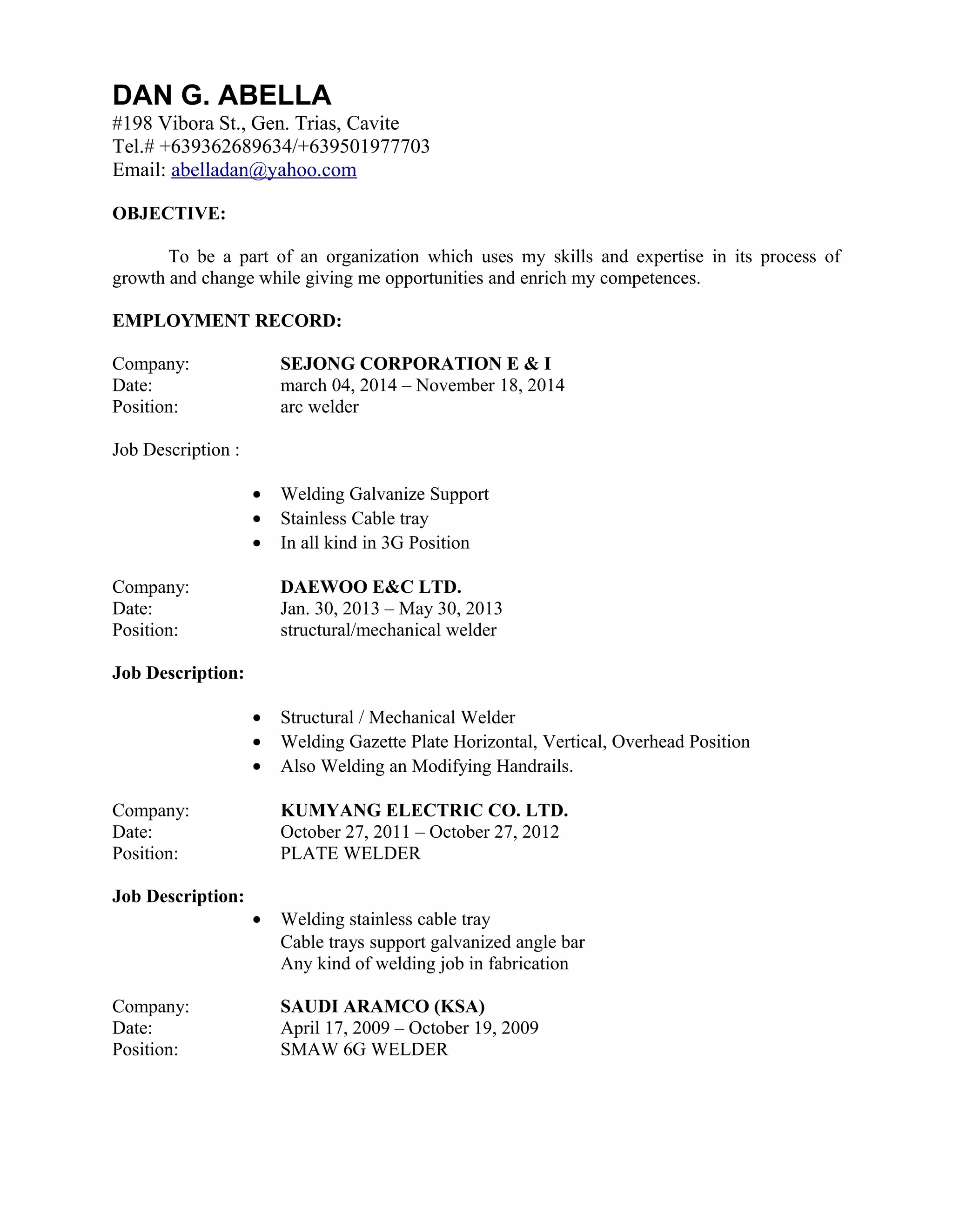 DAN G. ABELLA new resume (1) (1)new # | DOC