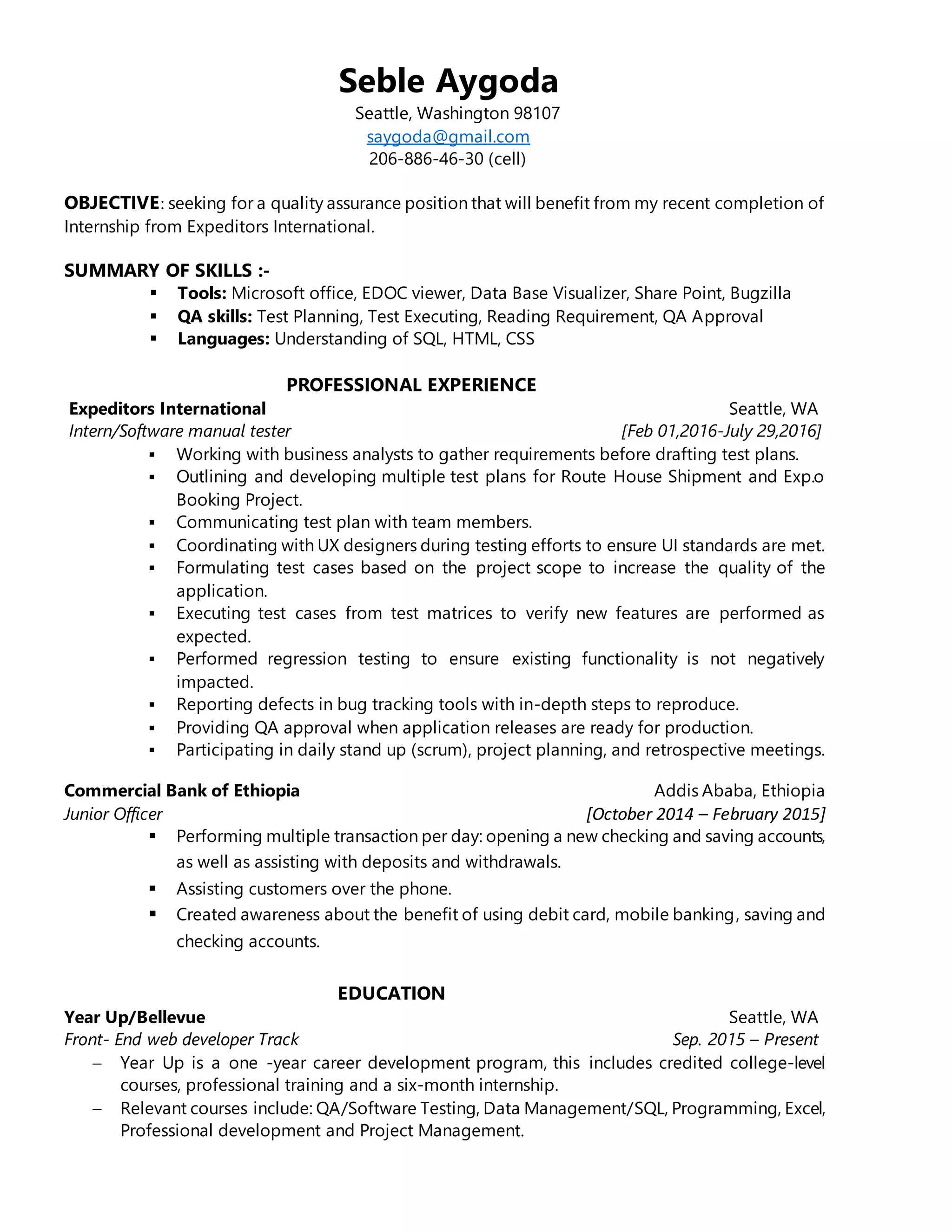 Seble Resume | PDF