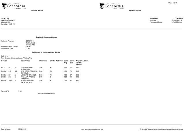 jiayiunofficialtranscript | PPT