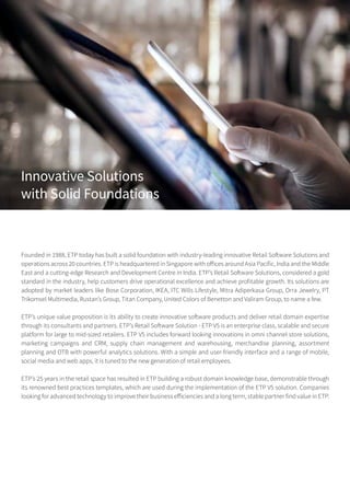 ETP Brochure- Retail Software Solutions | PDF | Logistics | Business