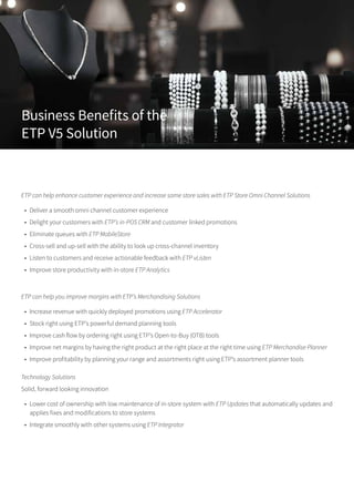 ETP Brochure- Retail Software Solutions | PDF | Logistics | Business