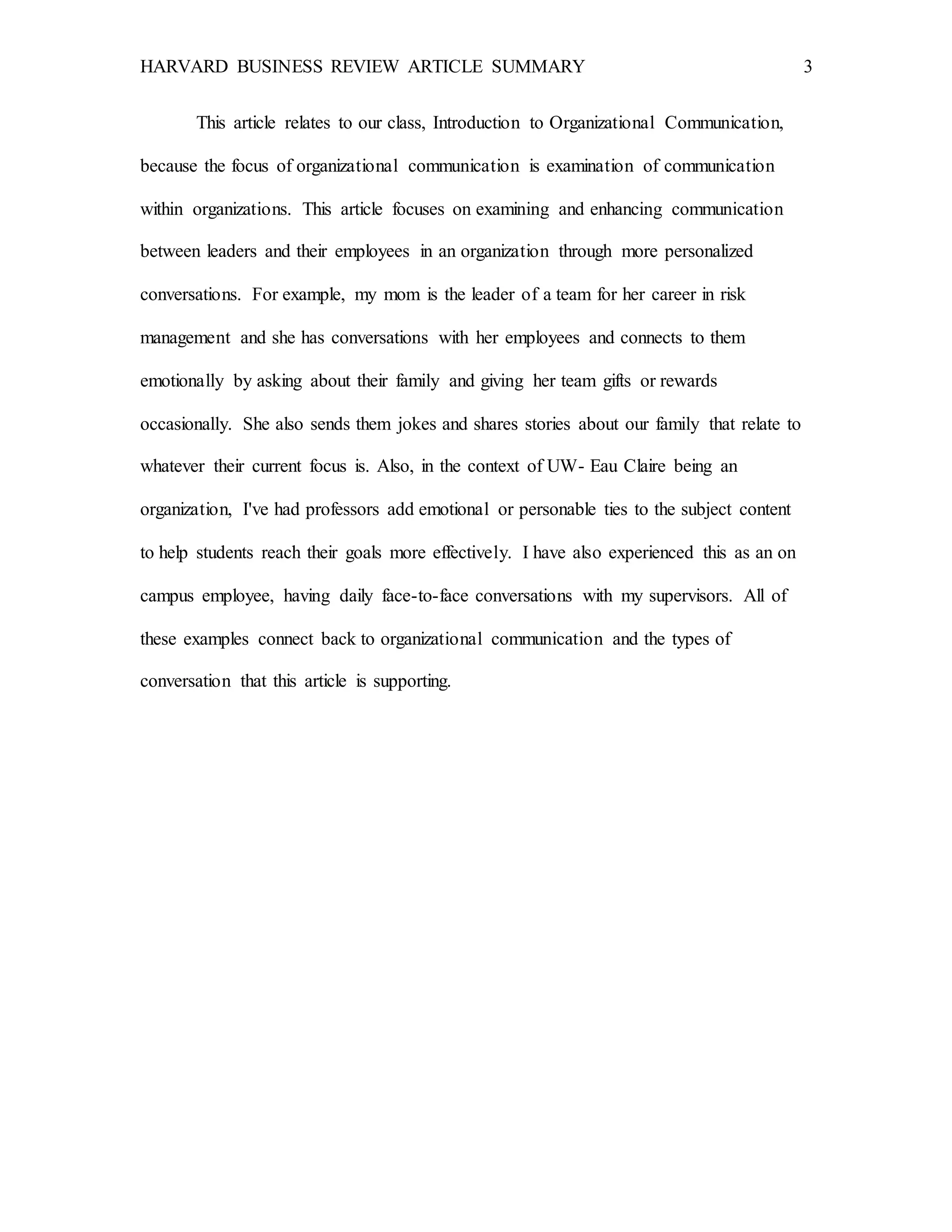 Harvard Business Review Article | DOCX | Business Administration | Business