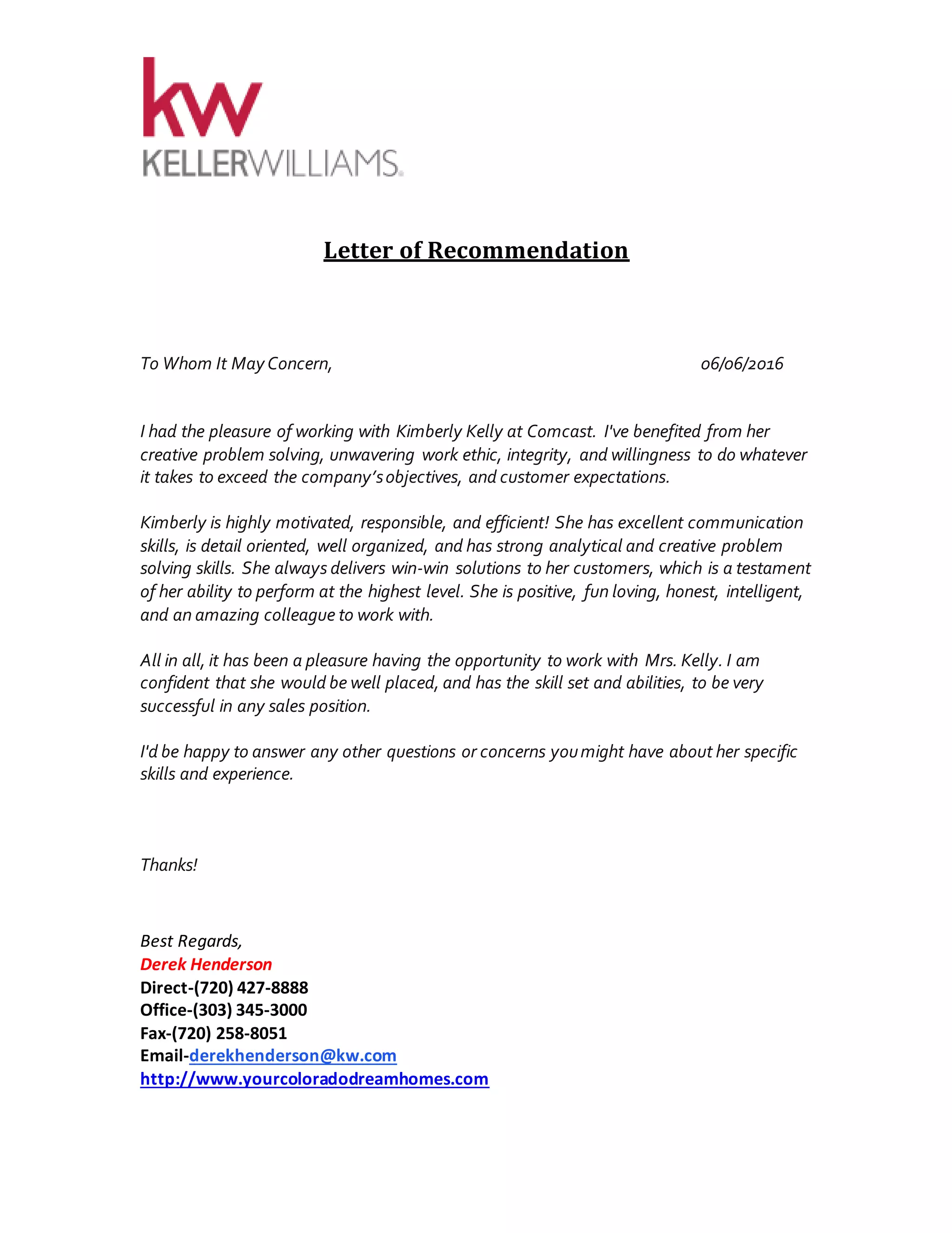 Letter of Recommendation | DOCX