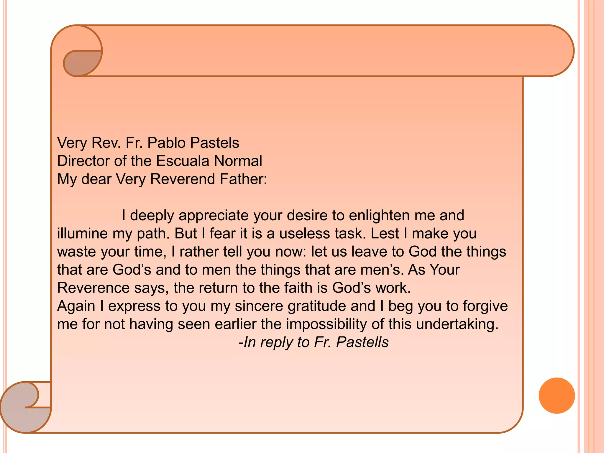Rizal's Exile in Dapitan and Correspondence with Fr. Pablo Pastells. | PPTX