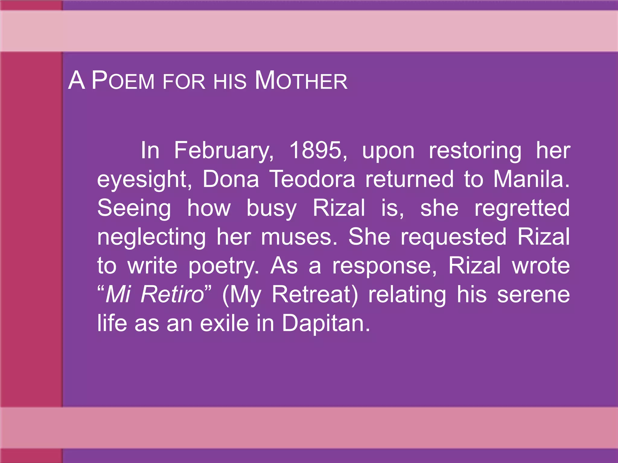 Rizal's Exile in Dapitan and Correspondence with Fr. Pablo Pastells. | PPTX