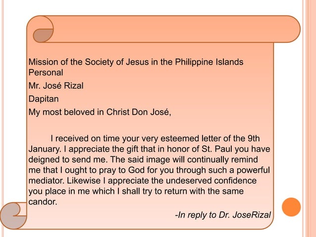 Rizal's Exile in Dapitan and Correspondence with Fr. Pablo Pastells. | PPTX