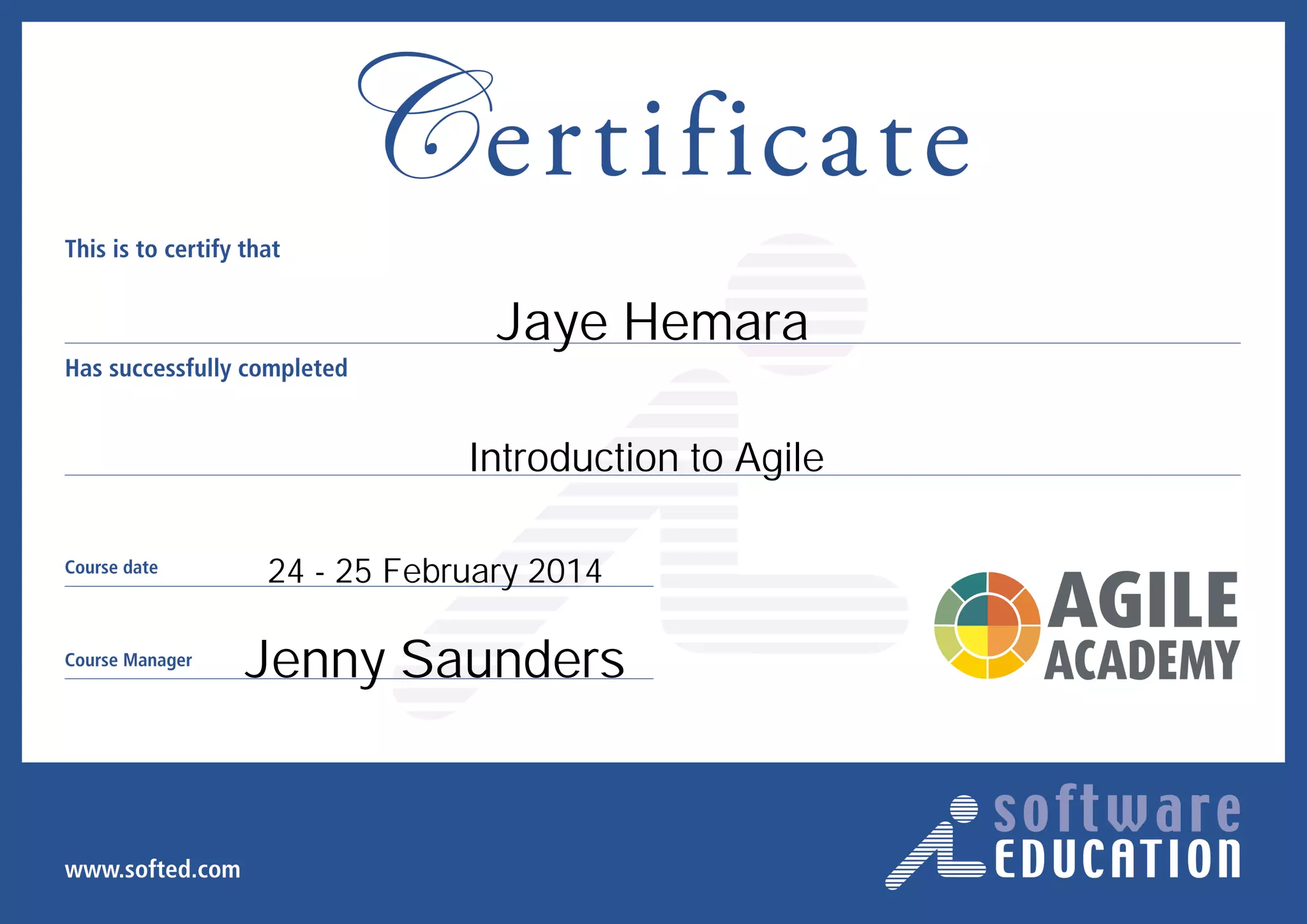 AGILE Academy.Certificate | PPT