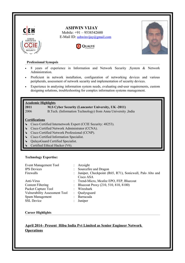 Ashwin Resume | DOC | Internet | Computing