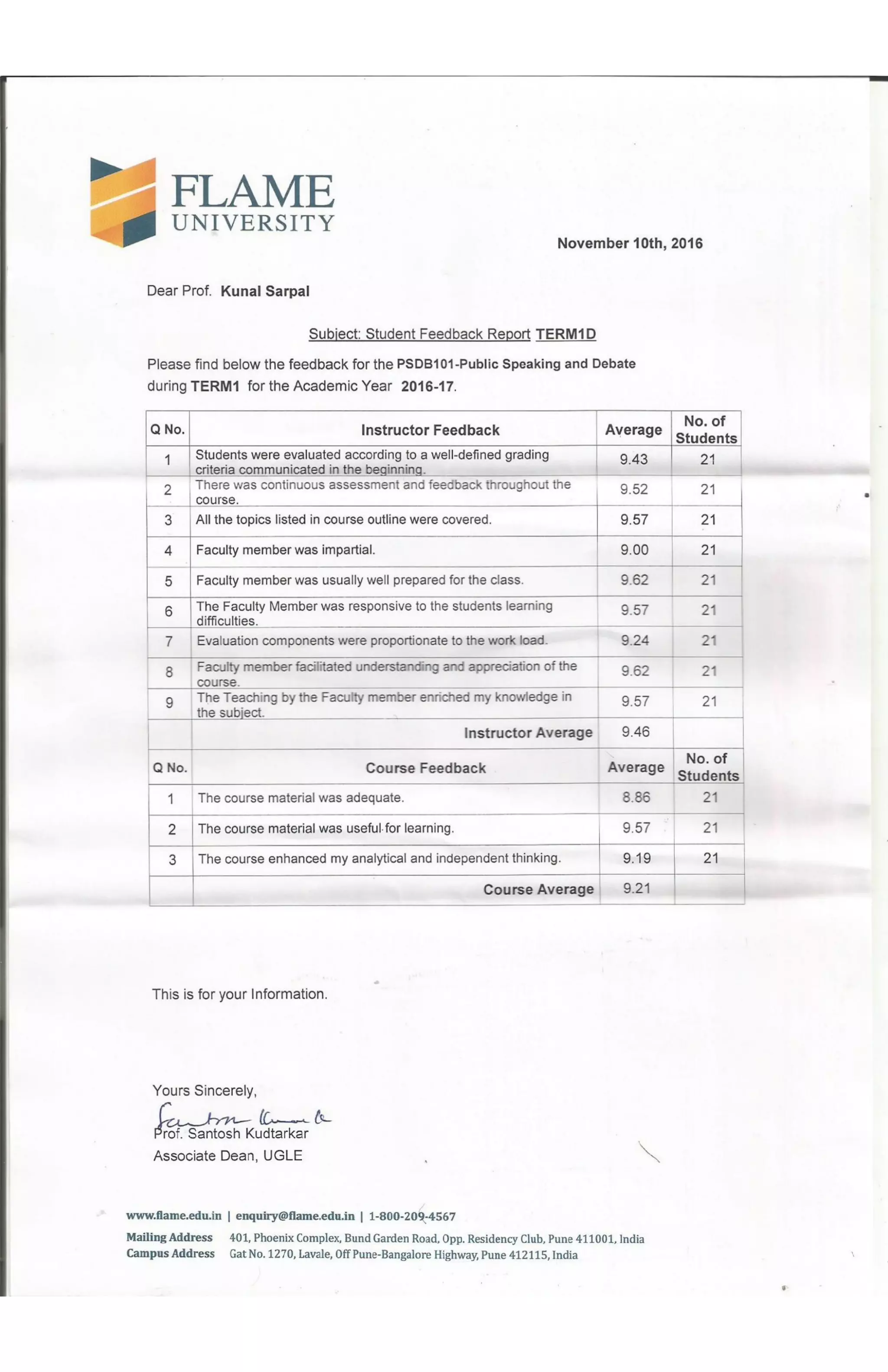 Student Feedback Report- Term 1 D | PDF