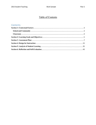 Teacher Work Sample - Church Street School | PDF