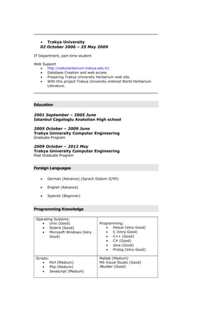 ipekTurcanCV Eng2 | PDF
