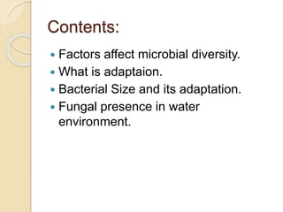 Microbial Adaptation To Water Environments | PPTX