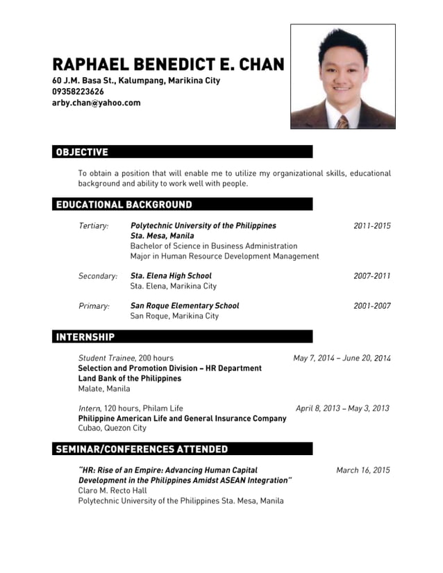 RAPHAEL BENEDICT E CHAN Resume (2016) | DOCX