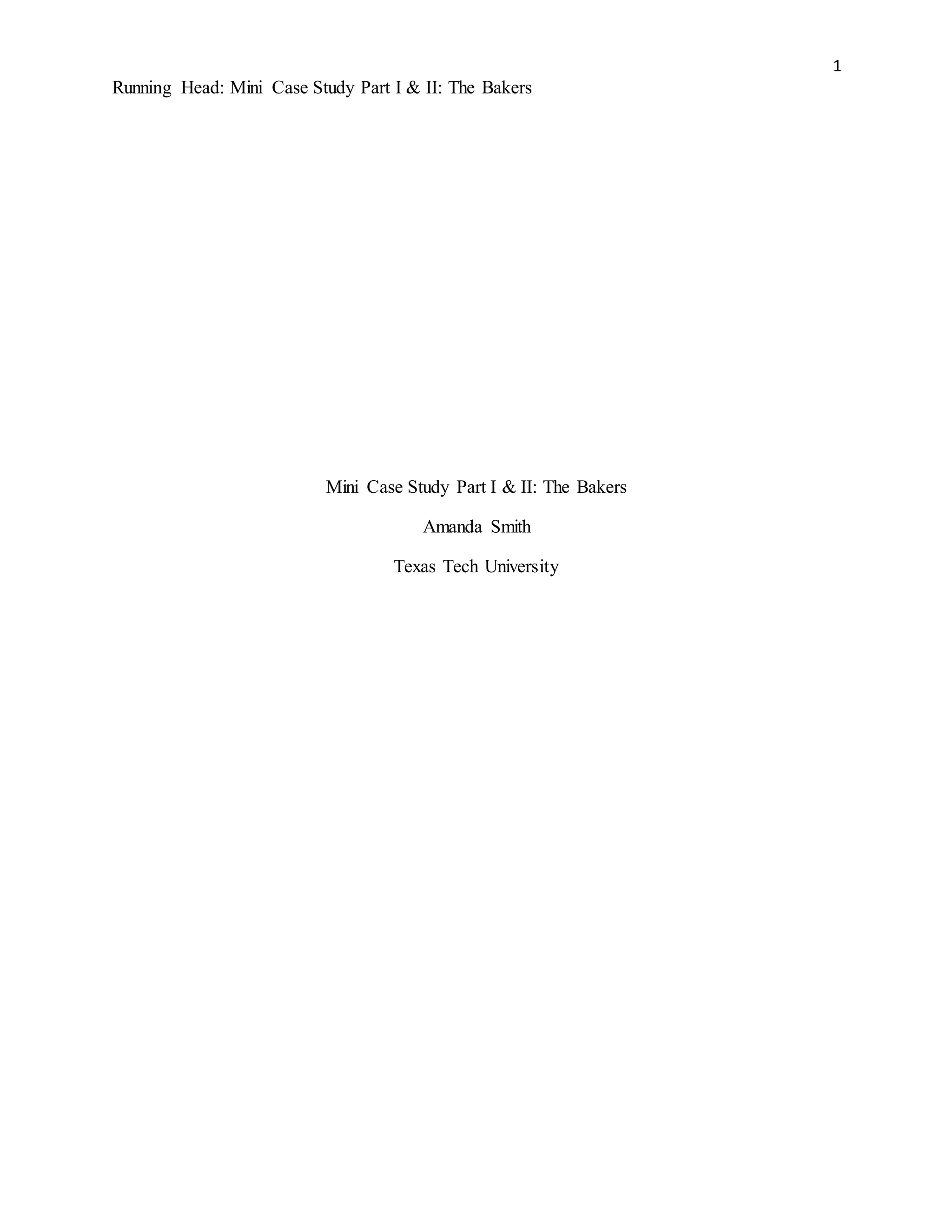 Mini Case Study The Bakers Part I & II | PDF