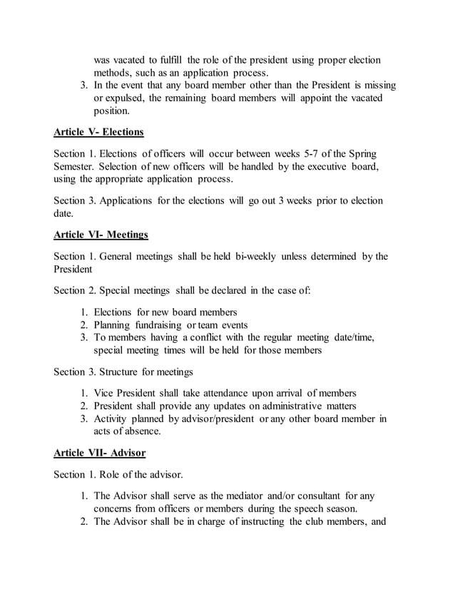 Improv Club Constitution | DOCX | Resume Writing and Advice | Job Search