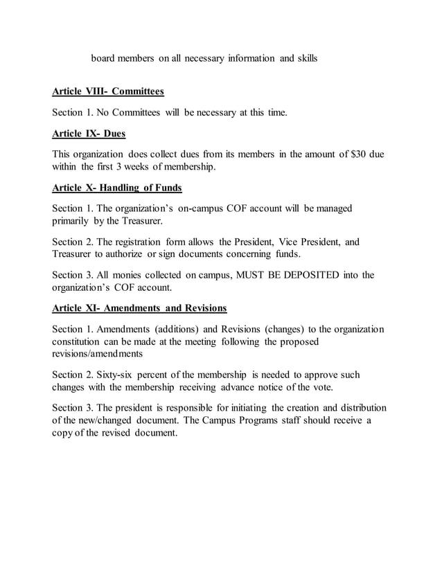 Improv Club Constitution | DOCX | Resume Writing and Advice | Job Search