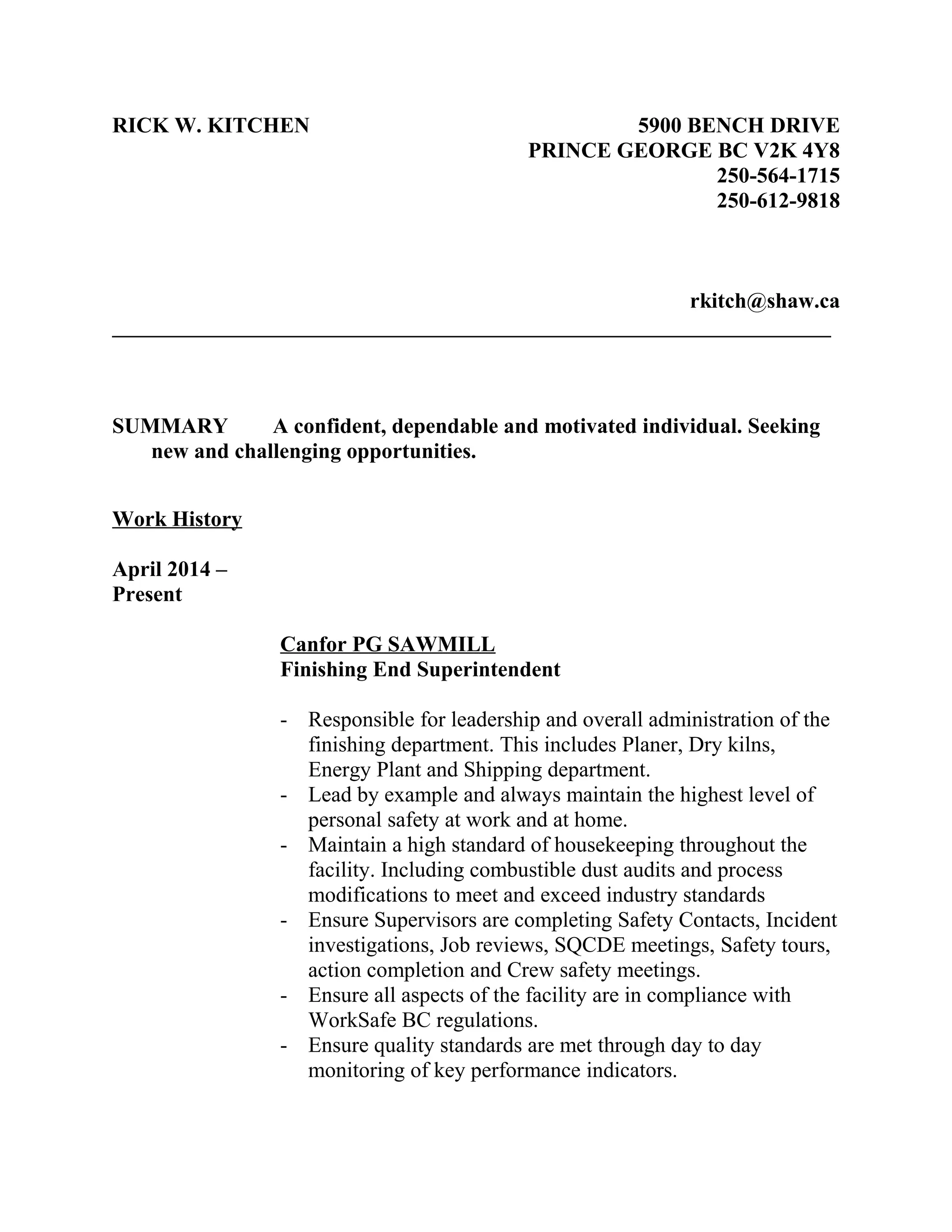 Rick Kitchen Resume | PDF