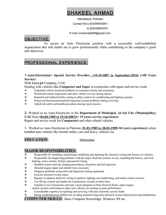 CV-Shakeel Ahmad-Auto-Electrician.doc--11-10-16 | DOC