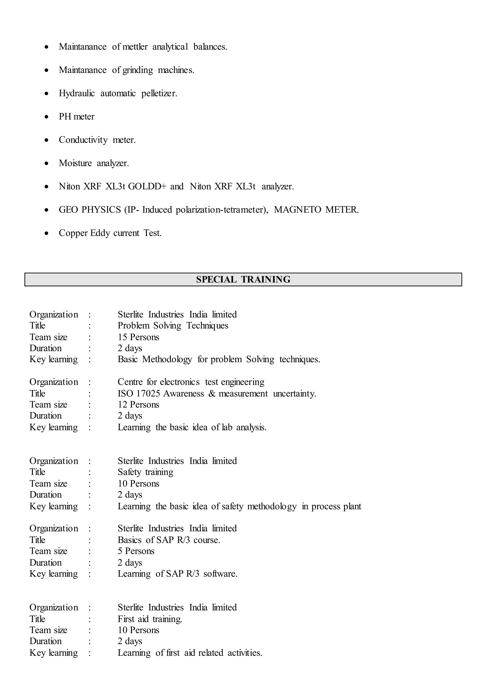 THAMIL-RESUME | DOCX | Chemistry | Science