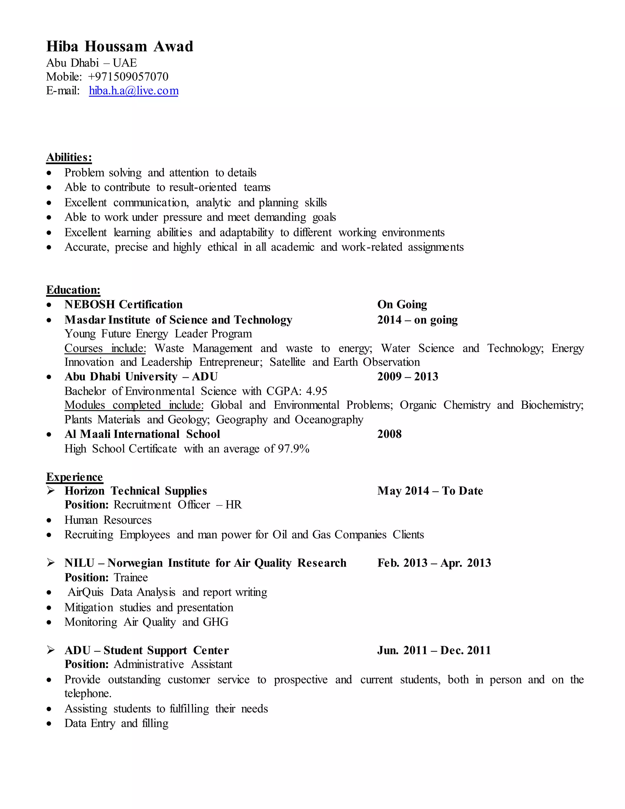 Hiba Houssam Awad - CV -- | PDF