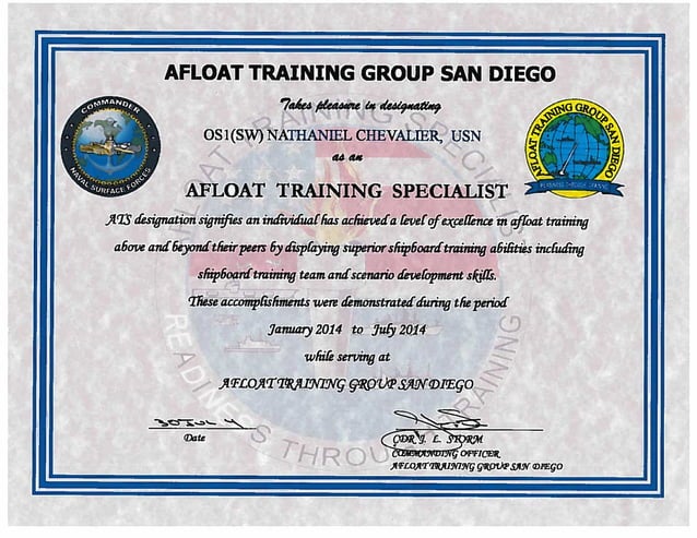 AFLOAT TRAINING SPECIALIST CERTIFICATE | PDF