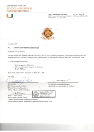 University of Miami - Letter | PDF