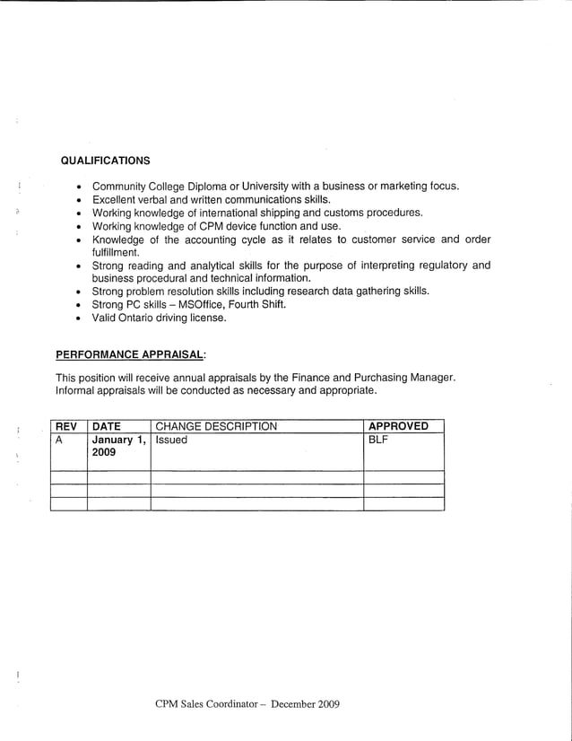 CPM Sales Coordinator | PDF